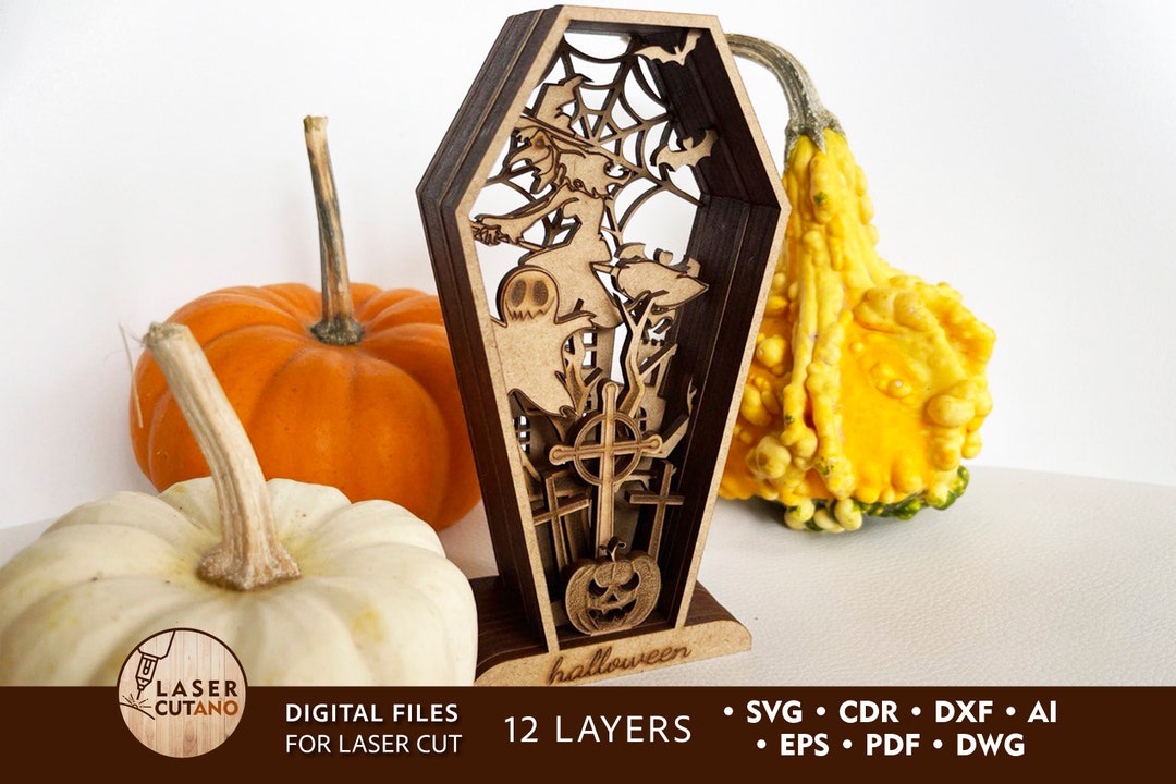 Laser Cut Files HALLOWEEN COFFIN Svg Dxf Cutting File and Halloween ...