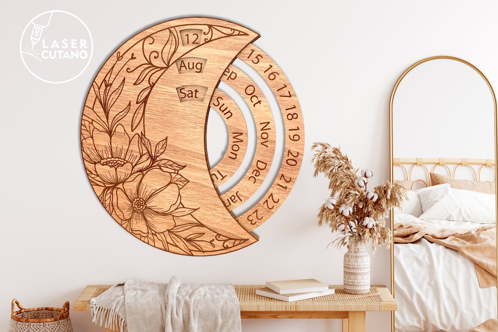 CALENDAR Laser Cut Files Perpetual Calendar Vector Cnc Cut - Etsy