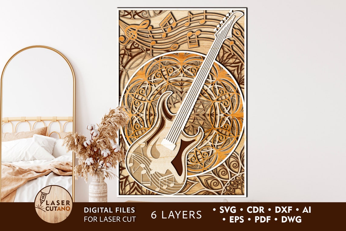 GUITAR Svg Cut Files for Laser Layered Svg Files and Dxf File - Etsy