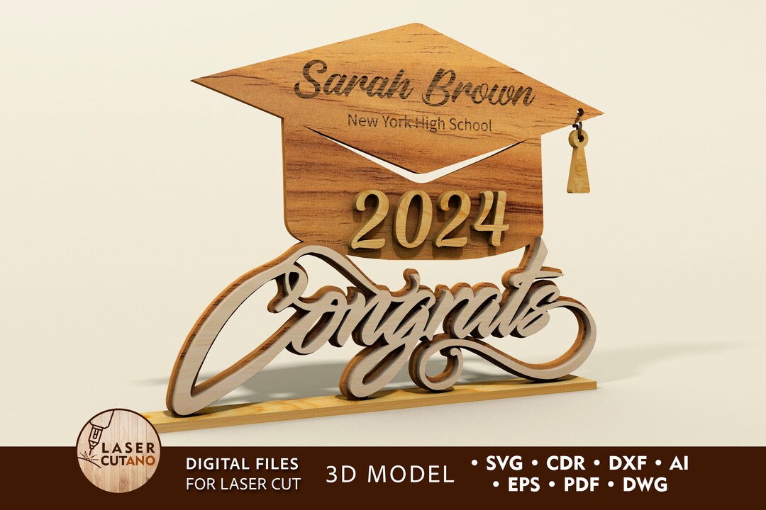 Graduation Laser Cut File Svg Dxf School Glowforge and School Laser ...