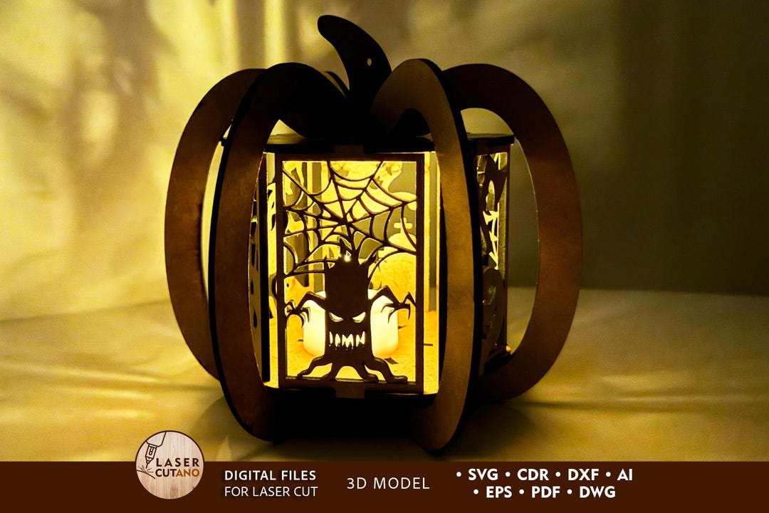 Pumpkin Lamp Laser Cut File Halloween Light, Laser Files Halloween ...