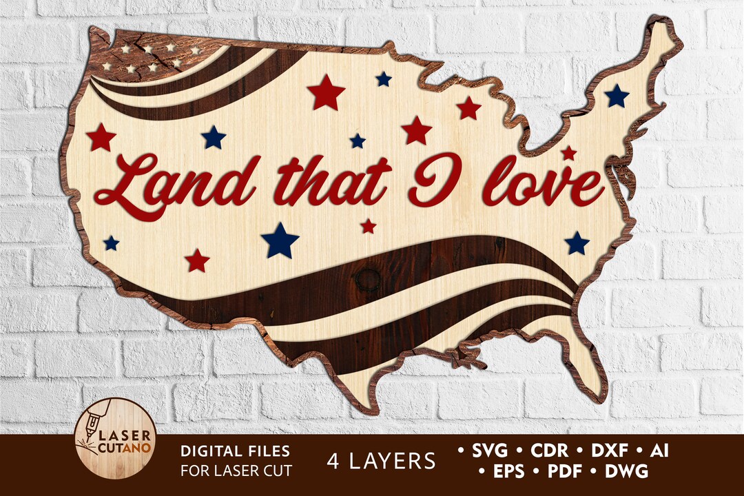 USA MAP 4th July Svg Patriotic Svg Independence Day Laser Cutting and ...