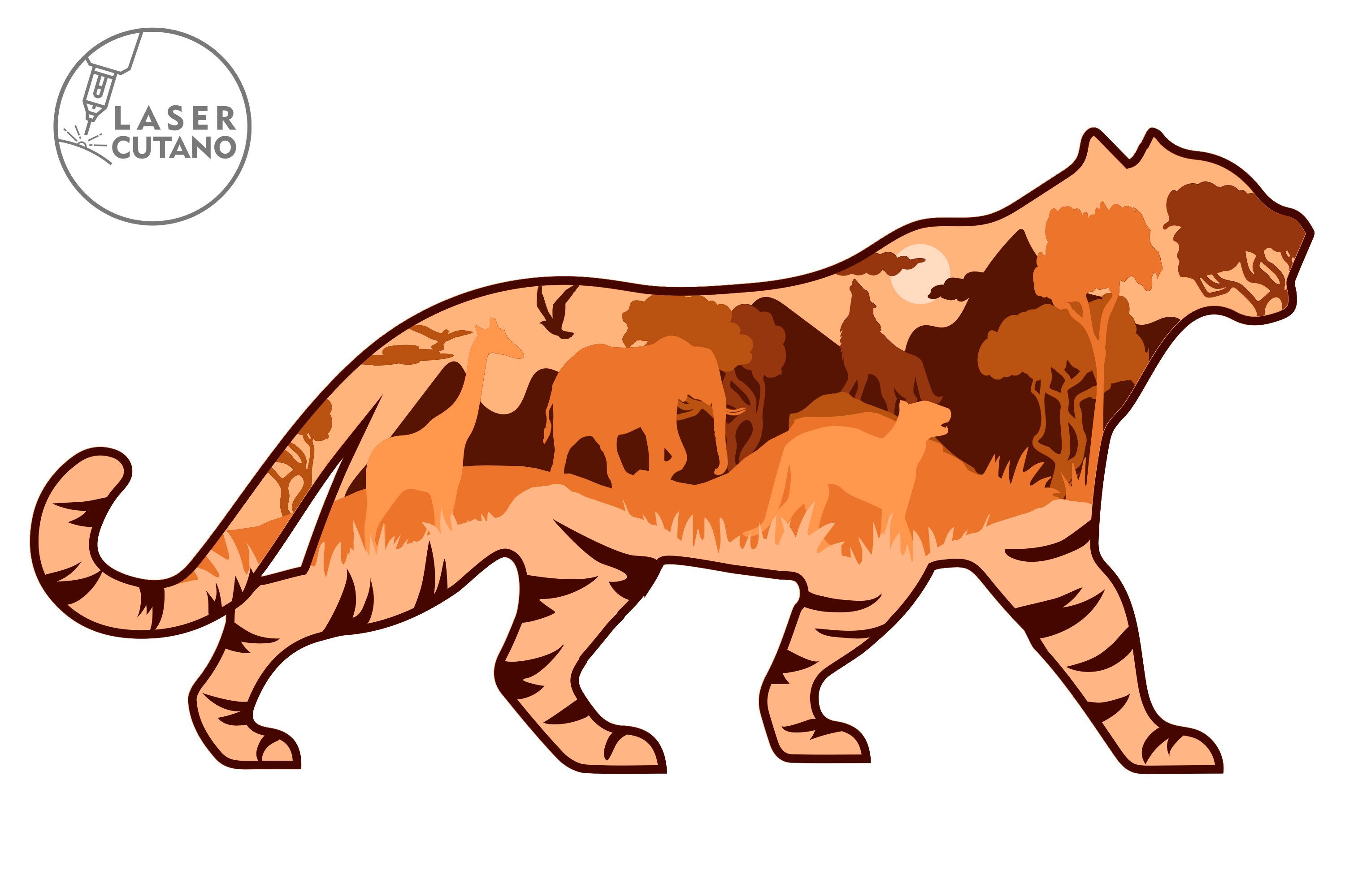 Laser Cut Wood Wall Art TIGER Svg File Cut Template Vector - Etsy