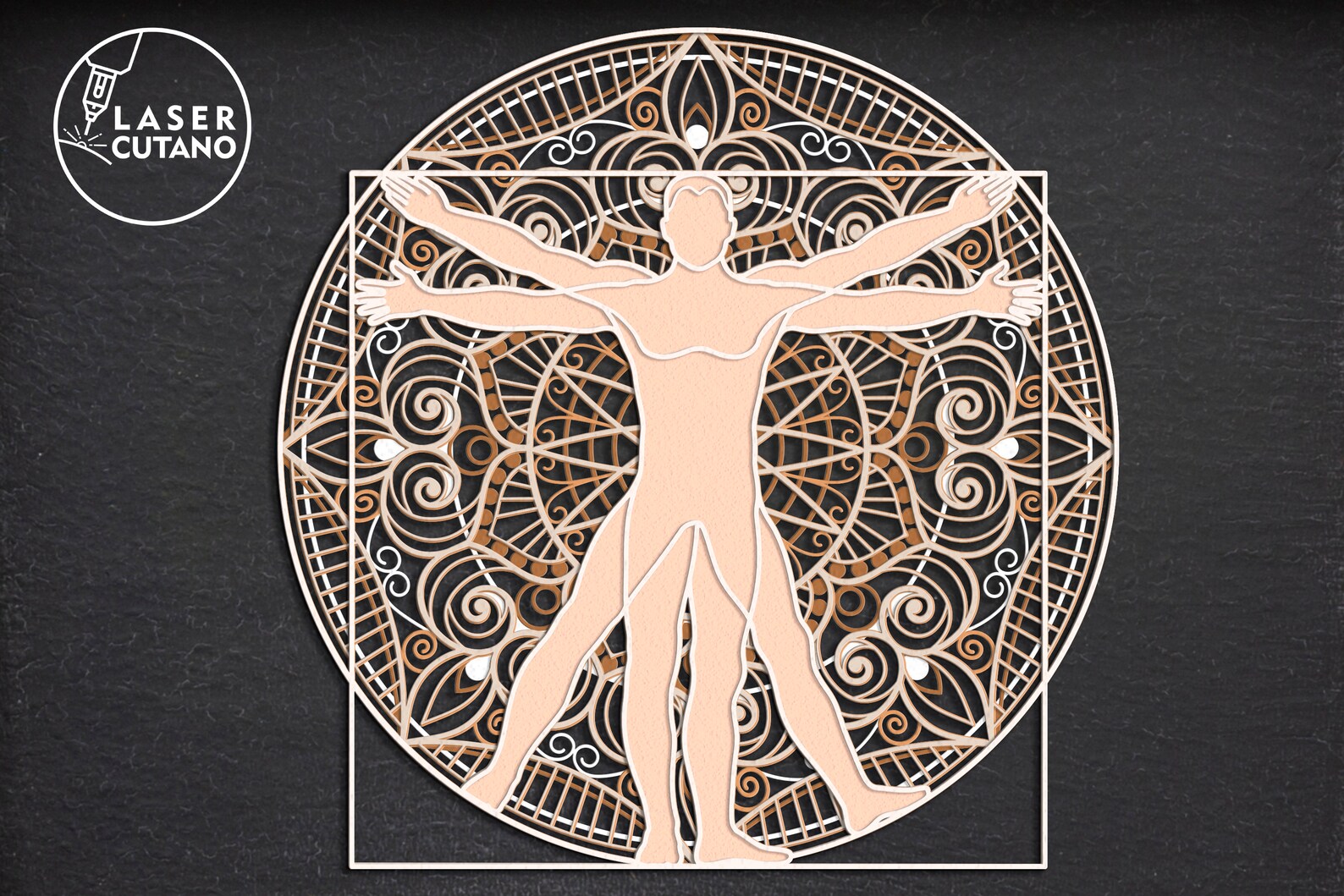 VITRUVIAN MAN Laser Cut File SVG Glowforge File and Layered Laser Cut ...