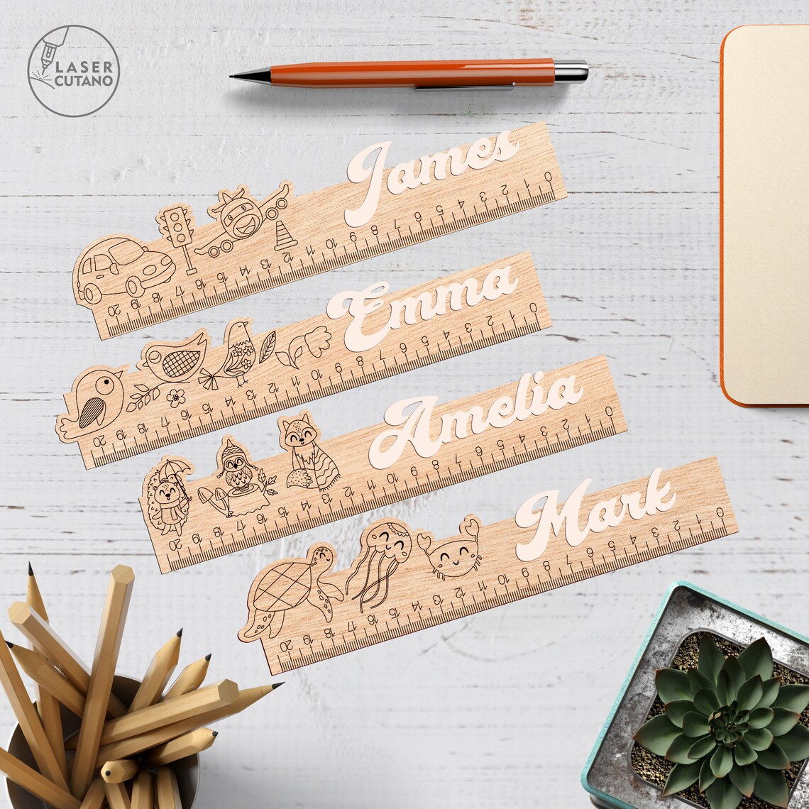 Custom Rulers Laser Files and Custom Ruler Laser Plans, Kids Ruler Dxf ...