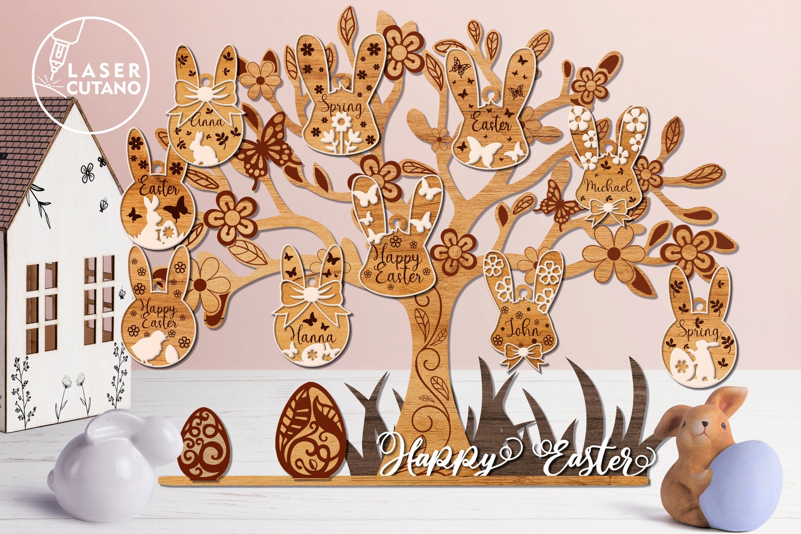 EASTER Laser Cut Files Dxf Svg Happy Easter and Easter Egg Holder Svg ...