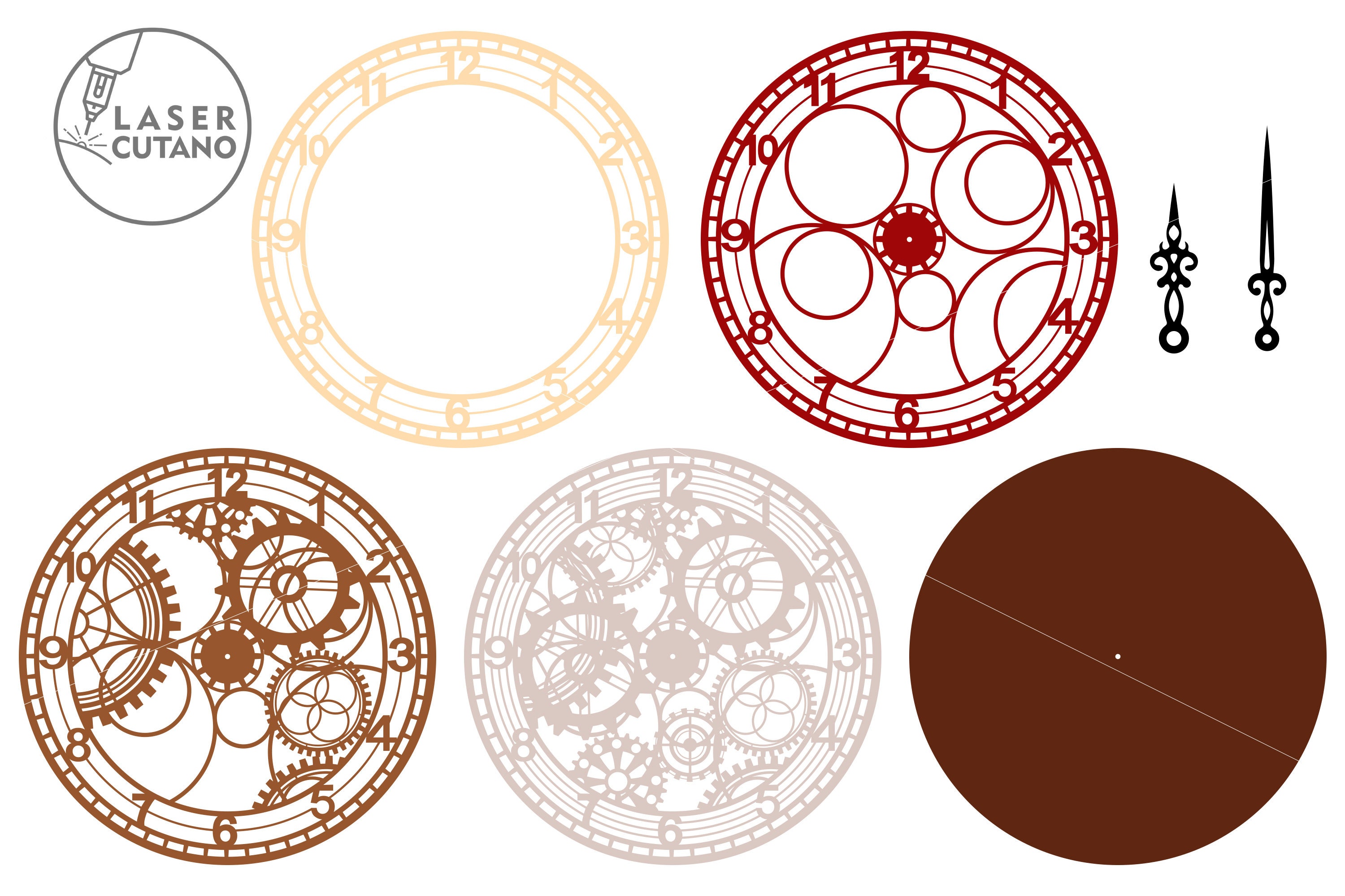 WATCH Laser Cut File Wood Cutting File and Laser Cut Wall Clock Vector ...