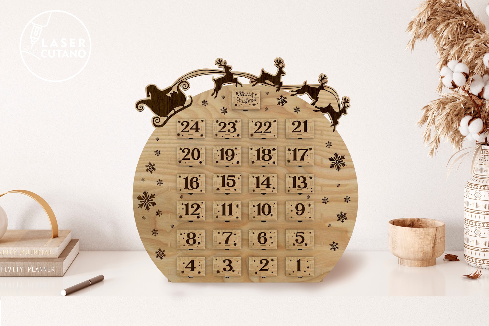 Laser Cut ADVENT CALENDAR Glowforge, Cnc, Dxf Laser Cut Files and Laser ...