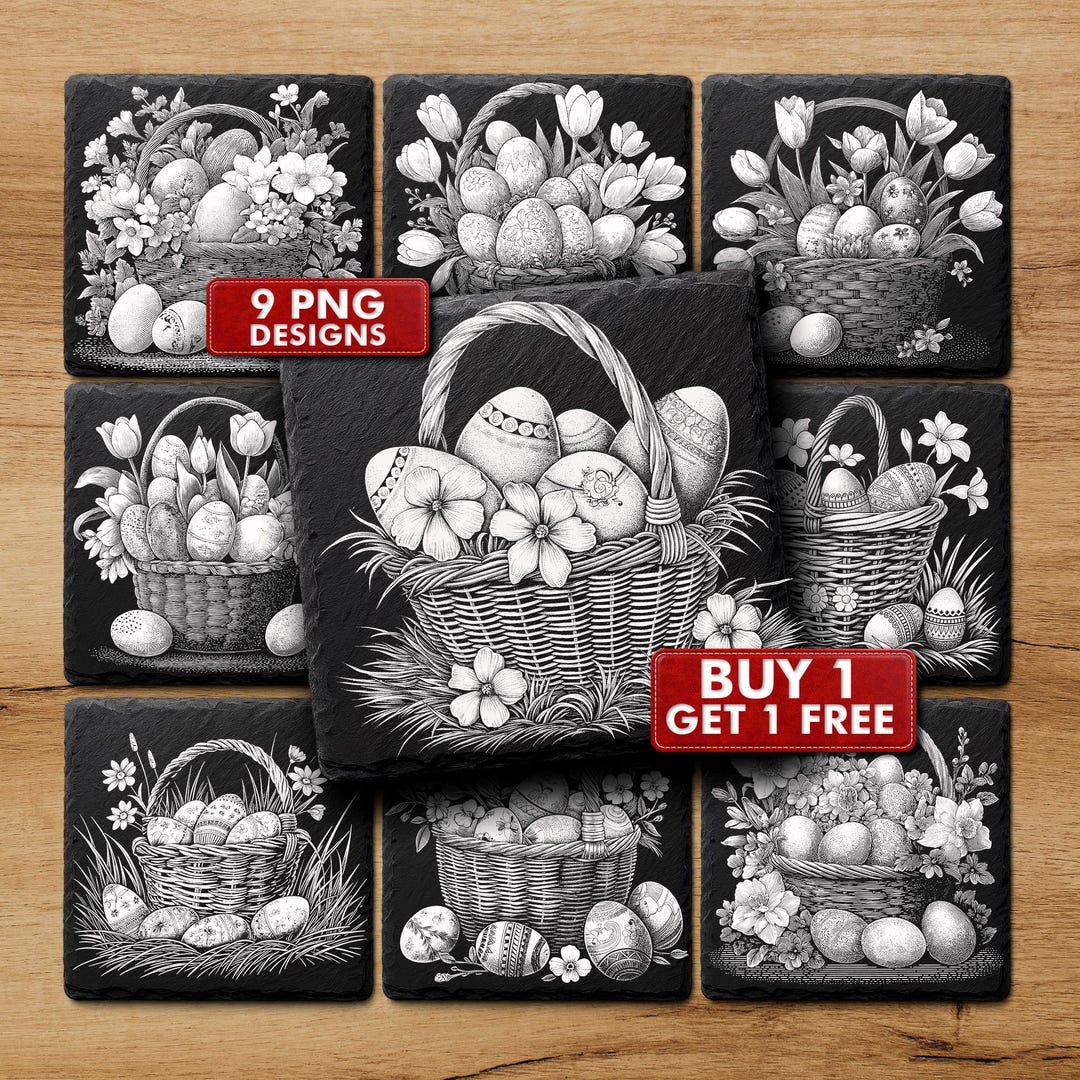 Easter Basket Slate Engraving File for Laser Engraved Coasters ...