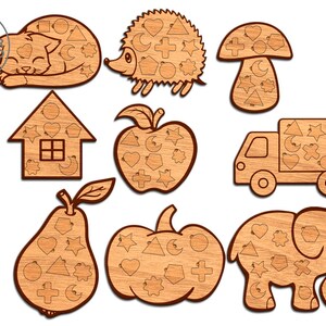 Montessori Kids Puzzle Laser Cut File Shape Sorter and Laser Cut Puzzle ...