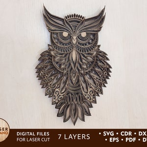 Laser Files - OWL - Multilayer Laser Cut Bird Vector Images, Laser ...