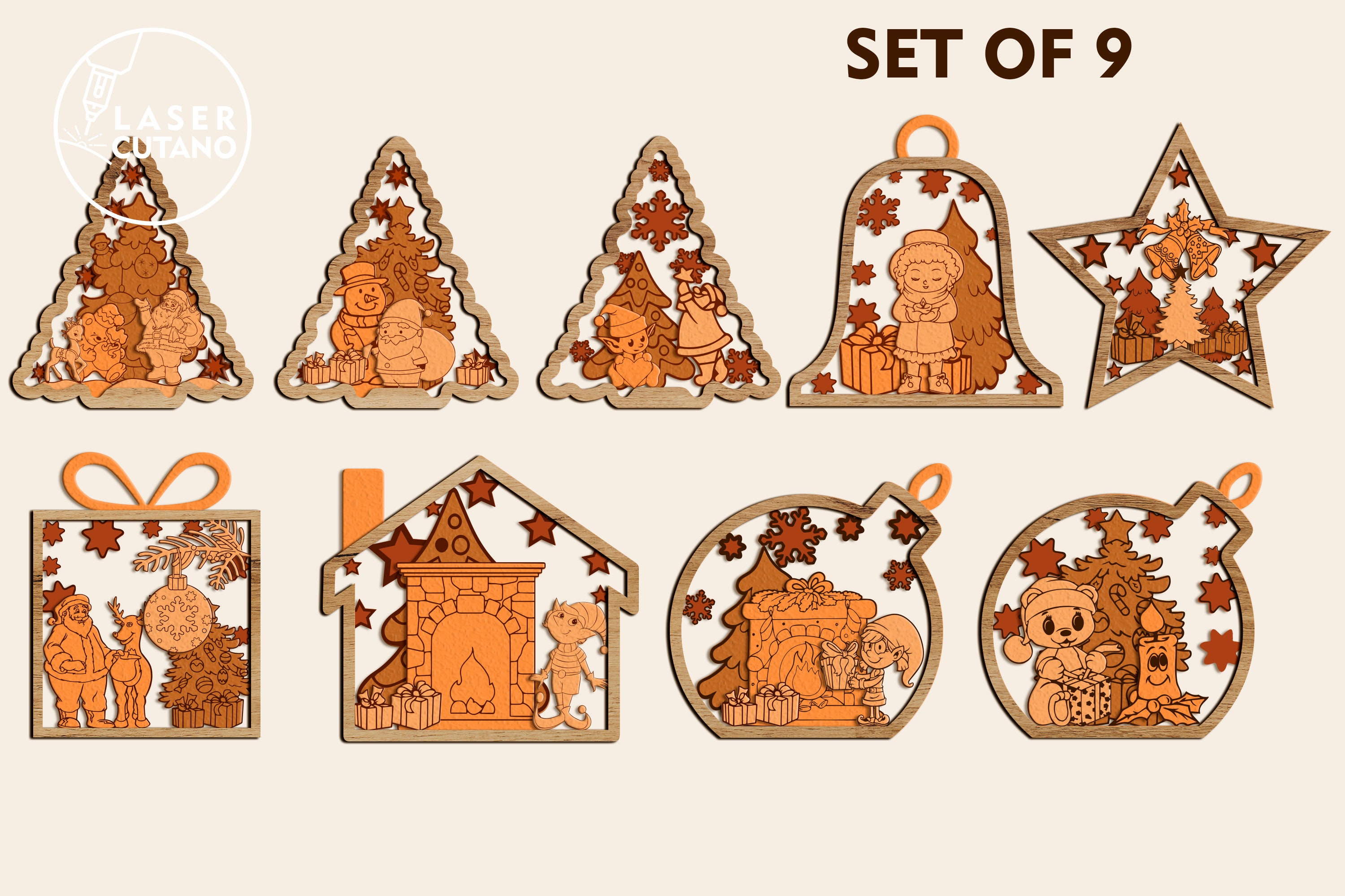 CHRISTMAS ORNAMENTS Laser Files SVG Dxf Christmas Decor - Etsy