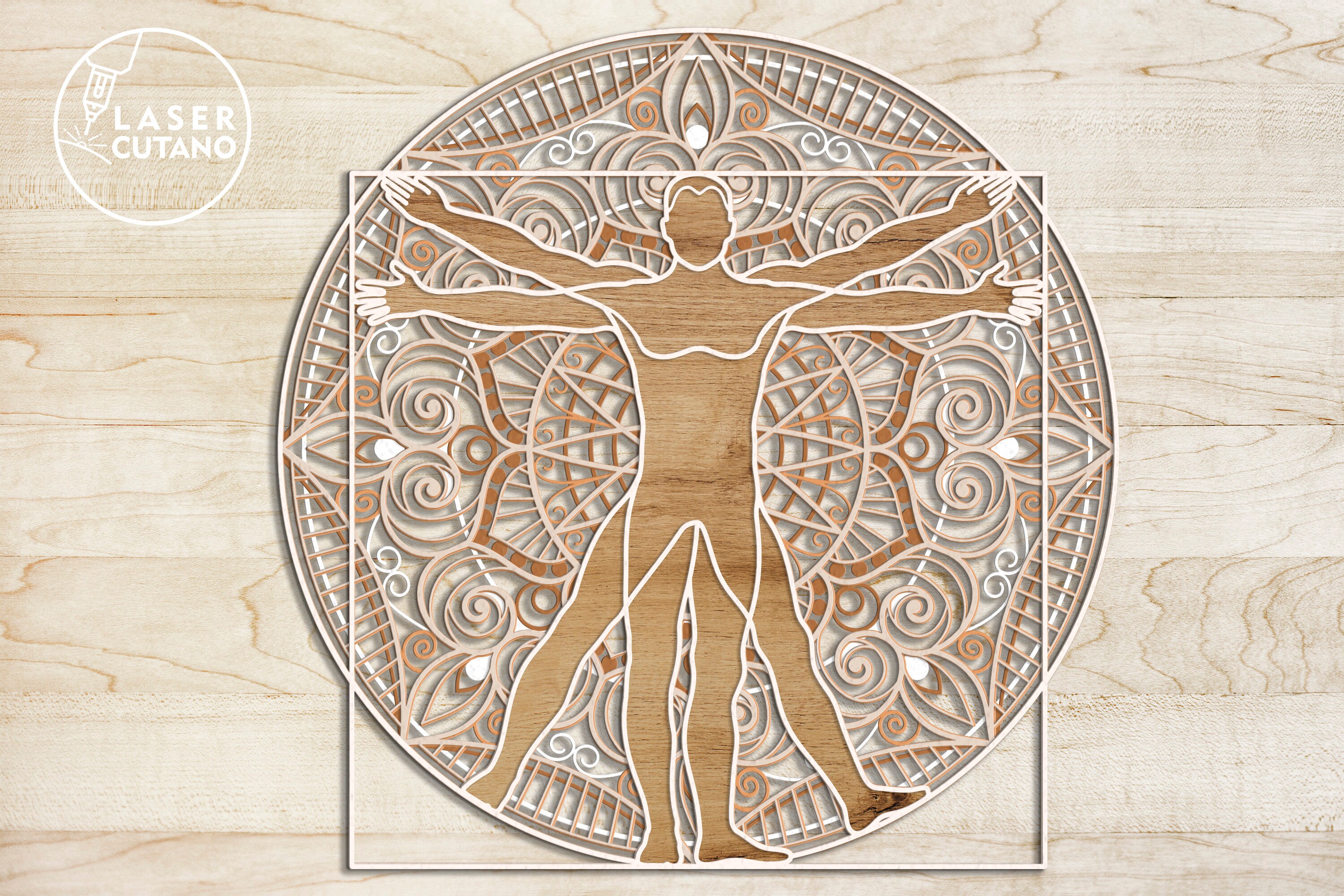 Home & Hobby Kits & How To laser cut wall art VITRUVIAN MAN Laser Cut ...