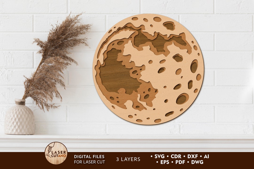Layered Svg Moon Laser Cut File Multilayer and Moon Dxf File, 3D Laser ...