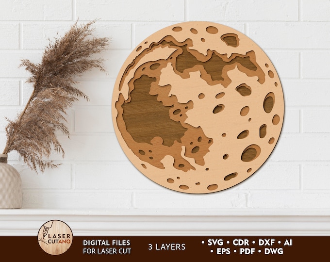 3d Layered Moon Svg, 3d Svg, Laser Cut Files, Cnc Files for Wood ...