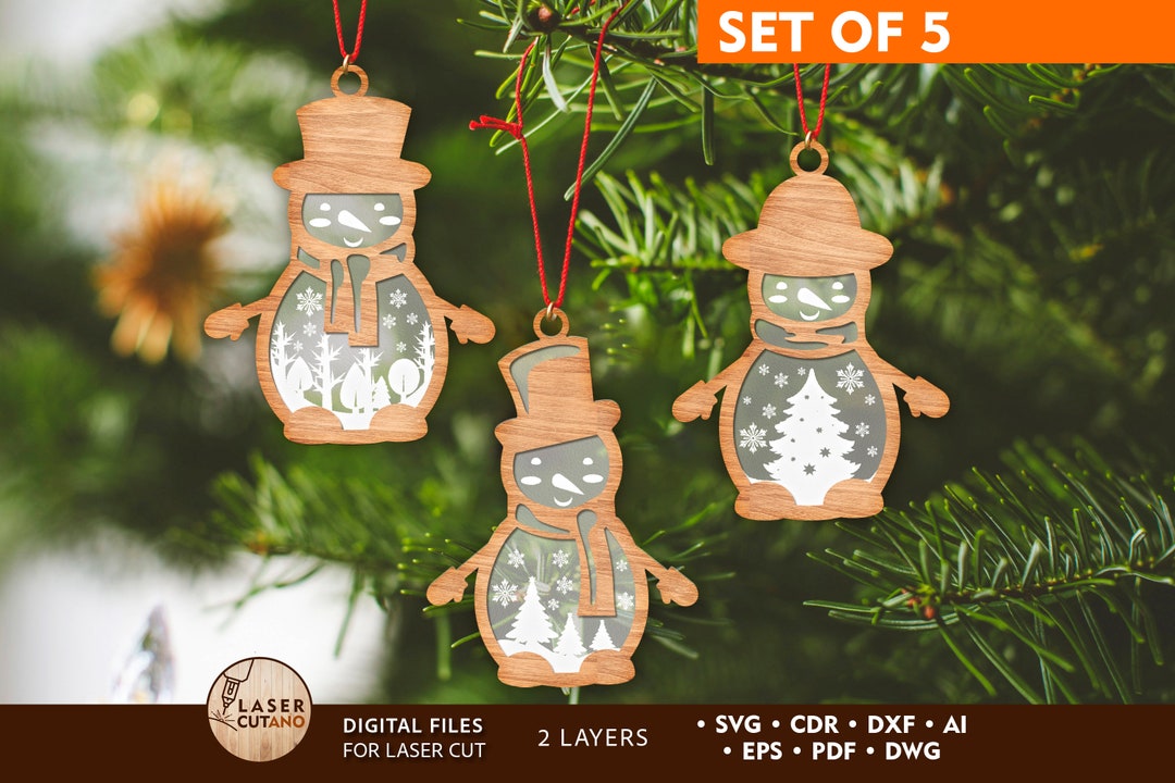 Snowman Laser Cut Files Christmas Ornaments Svg, Christmas Lightburn ...