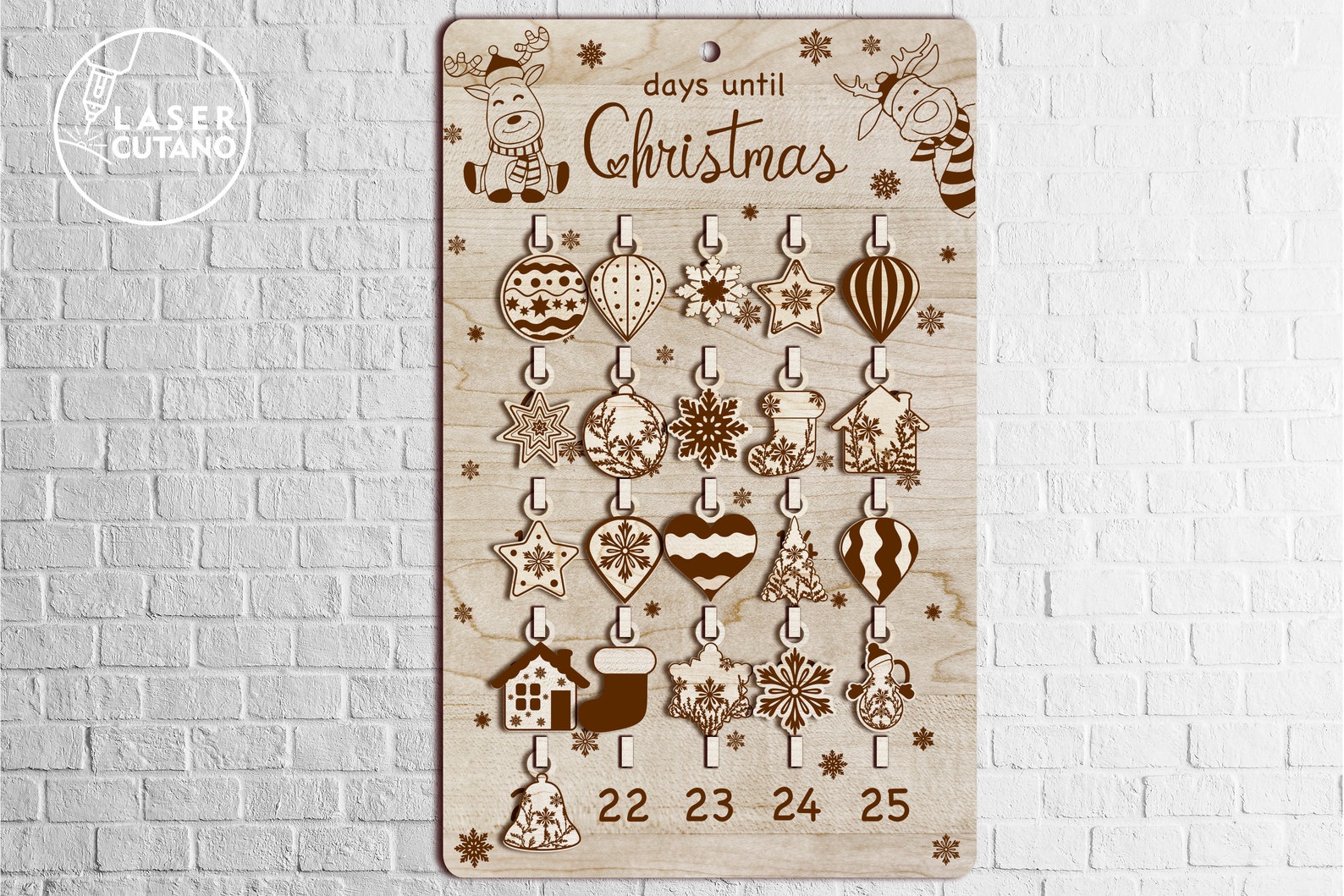 Laser Cut CALENDAR Christmas Until Days Dxf Countdown and Laser Cutting ...