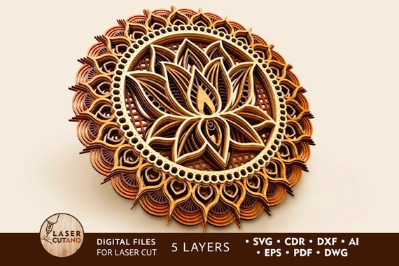 Multilayer Laser Cut DXF MANDALA LOTUS Mandala Svg Files - Etsy