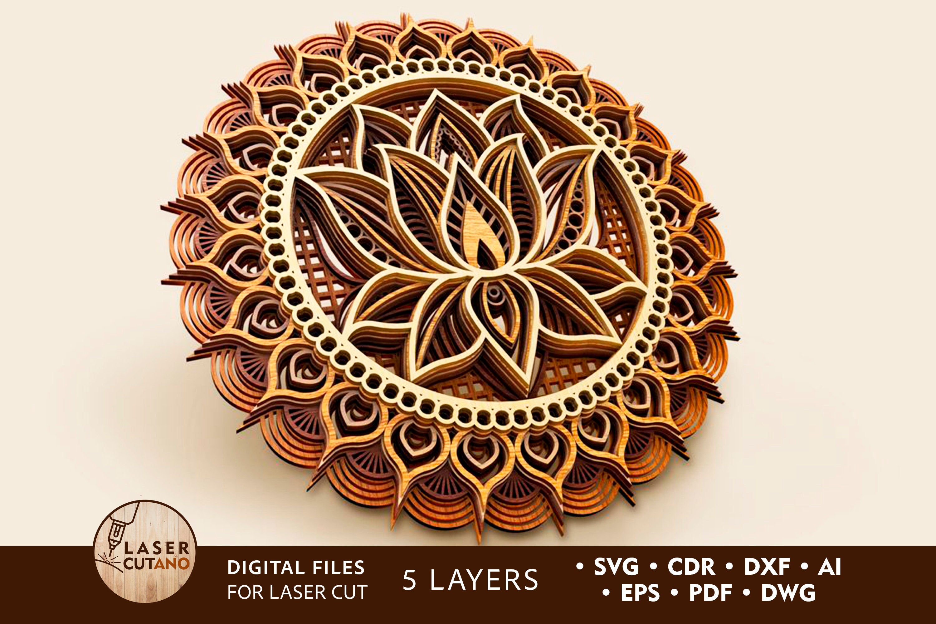 Multilayer Laser Cut DXF MANDALA LOTUS Mandala Svg Files - Etsy