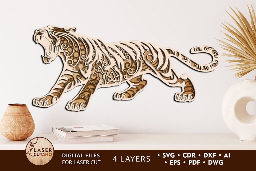 Multilayer Laser Cut File TIGER Dxf File, Laser Cut File Wooden Wall ...