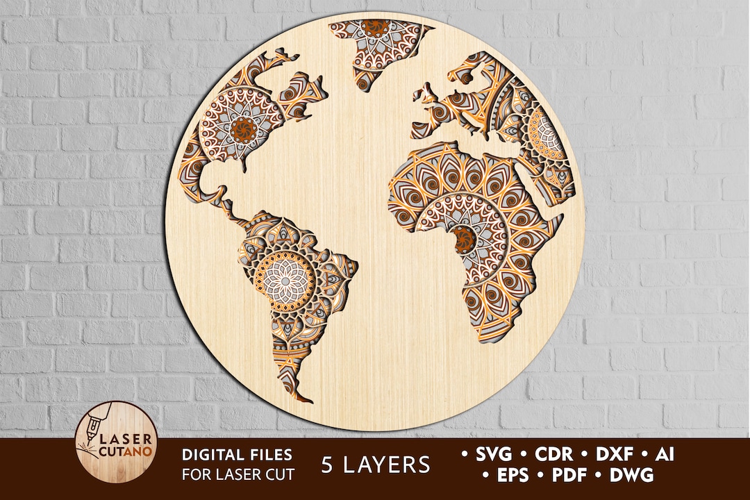 GLOBE Laser Cut File Map Svg for Cricut, Glowforge Svg Diy and Laser ...