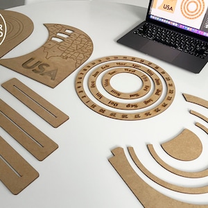 Laser Cut CALENDAR Perpetual File Vector Dxf and Calendar Template Cnc ...