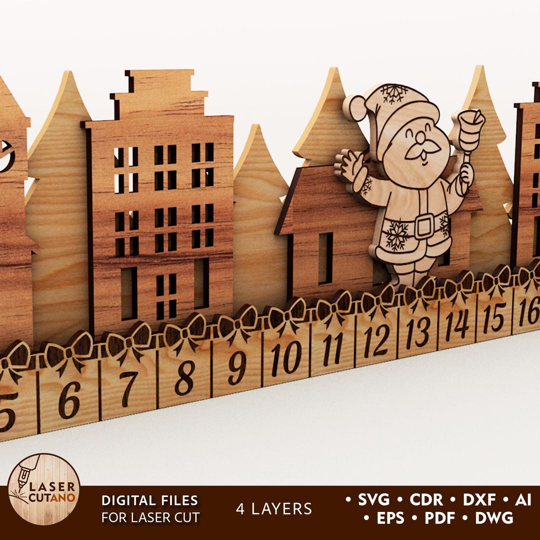 Svg Advent Calendar Laser File, Christmas Countdown Calendar Svg ...