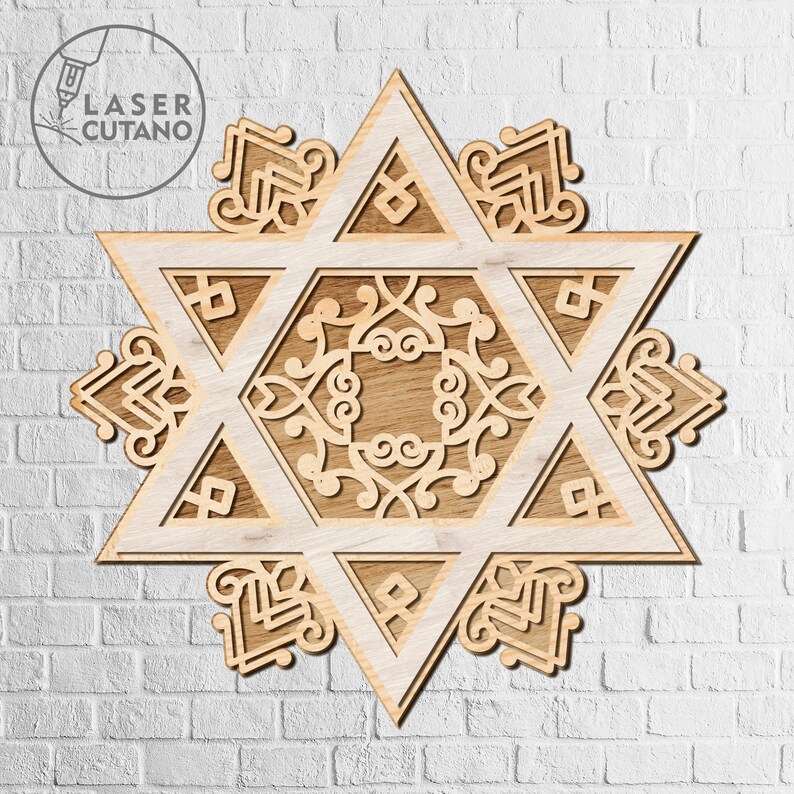 Star of David Laser File Svg Glowforge Hanukkah Svg File and Hanukkah ...