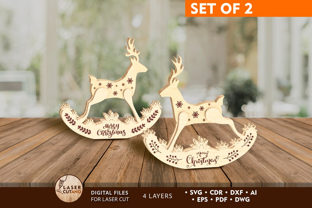 Deer Christmas Laser Cut File Wood Laser Cut Plans and Laser Cut Stand ...