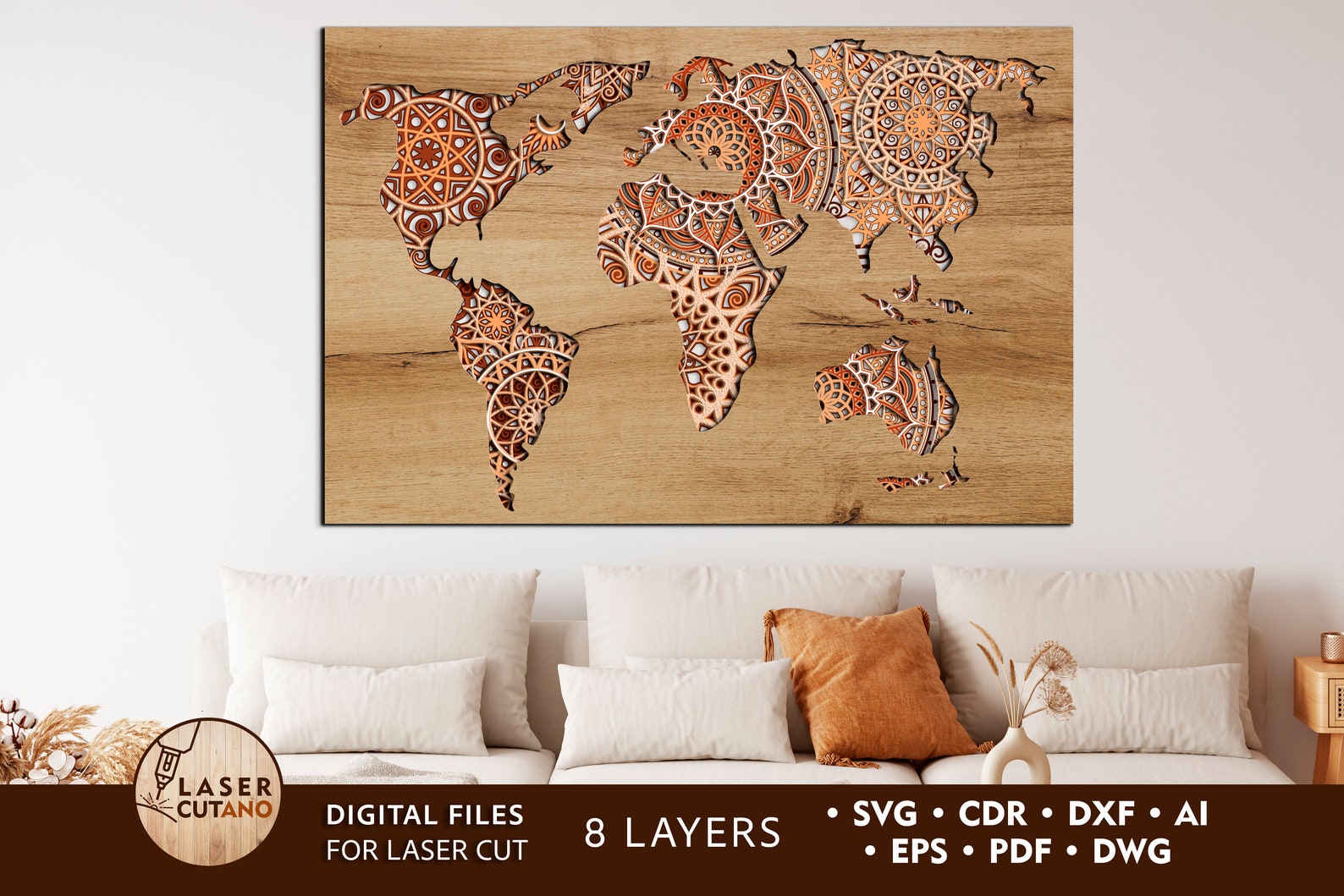 WORLD MAP Laser Files for Cutting Svg and Map Laser Engraving - Etsy