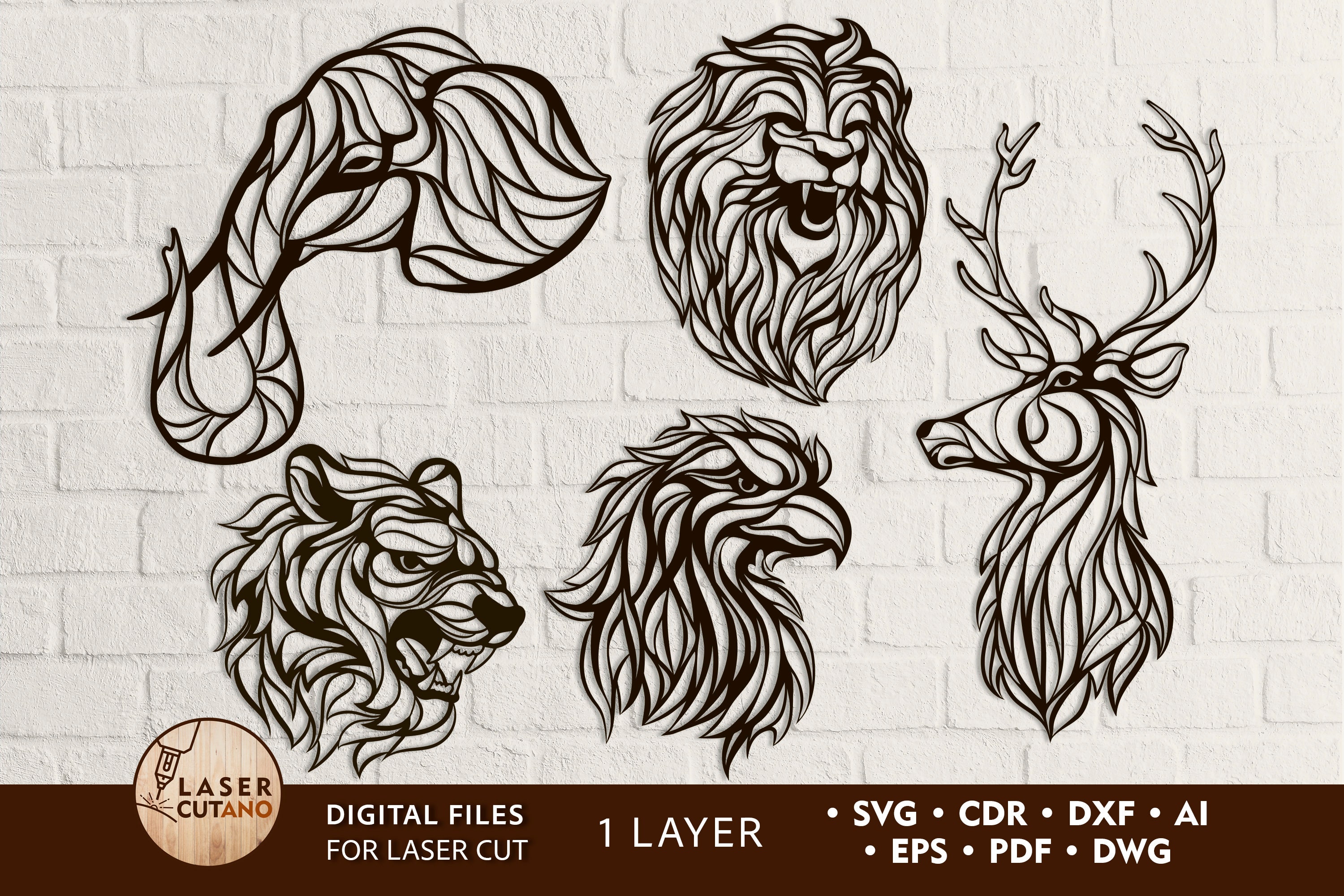 STAINED GLASS ANIMALS Laser Cut Wall Art Cnc Files Laser | Etsy