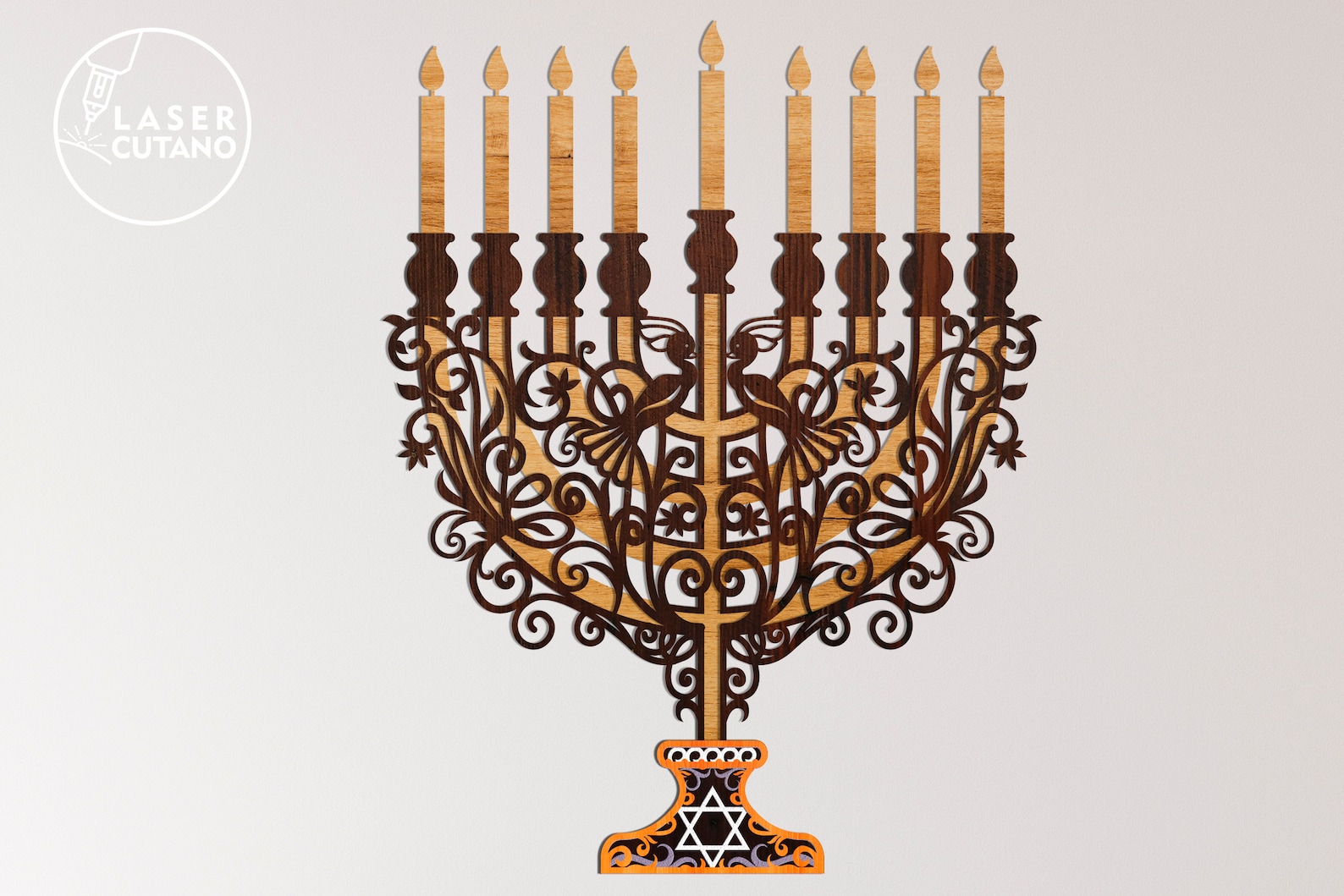 MENORAH Laser Cut File Hanukkah Svg 3D and Menorah Candles Laser ...
