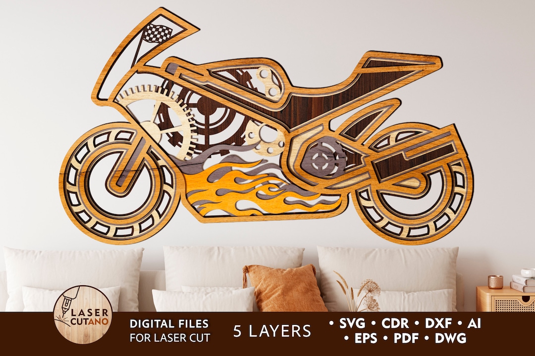 Motorcycle SVG MOTO Laser Cut File Wall Art Wood and Laser Cut Metal ...
