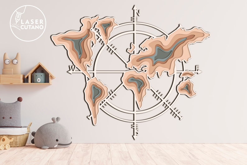 COMPASS MAP Laser Cut File Svg World Map CNC and Laser Cutter - Etsy UK
