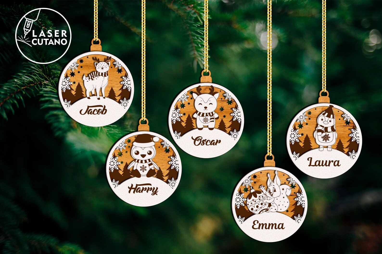 Christmas Ornaments Svg Laser File Decorations Laser Cut Files - Etsy