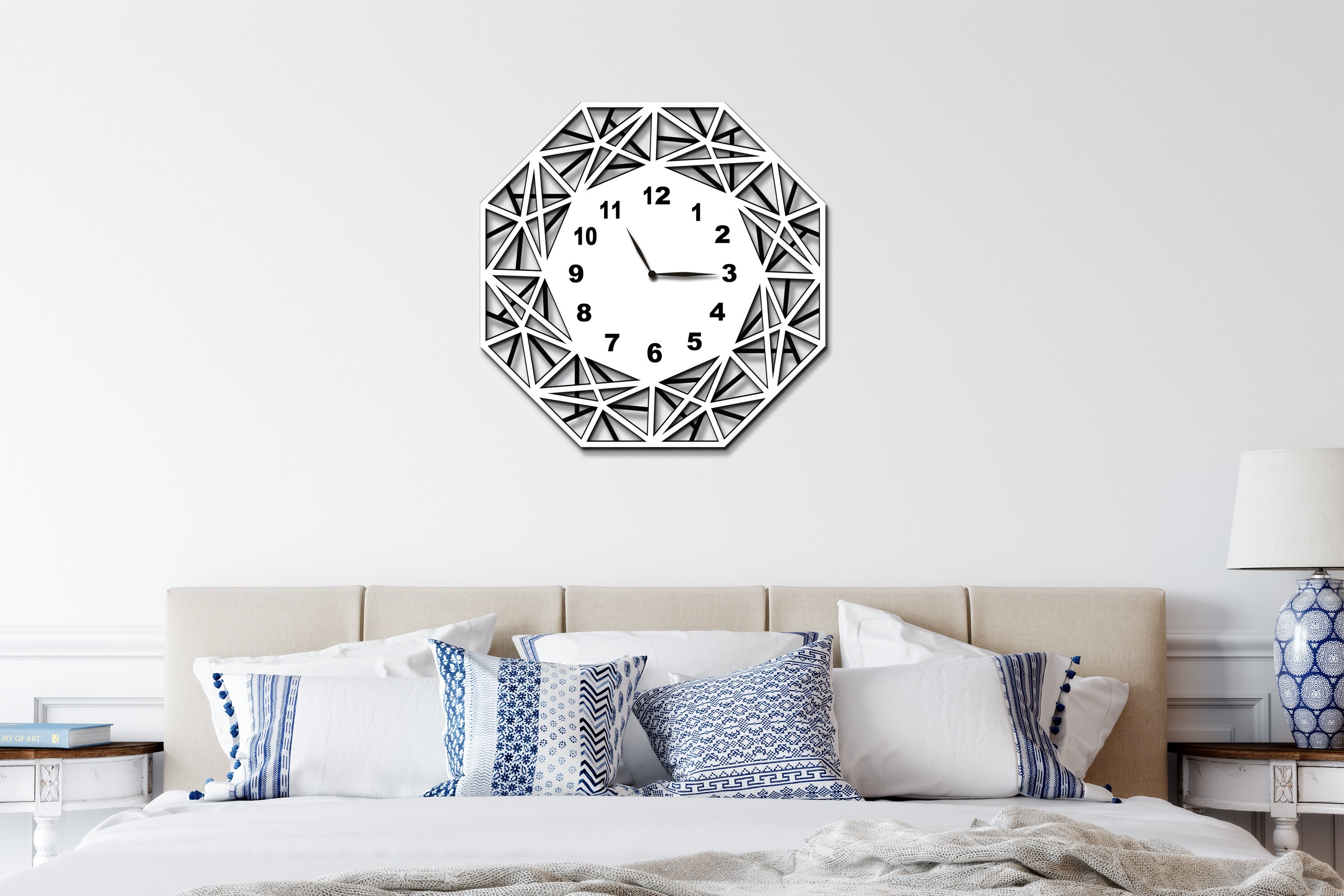 Clock Laser Cut Clock Wall Polygonal Laser Cut Wall Art Cnc | Etsy
