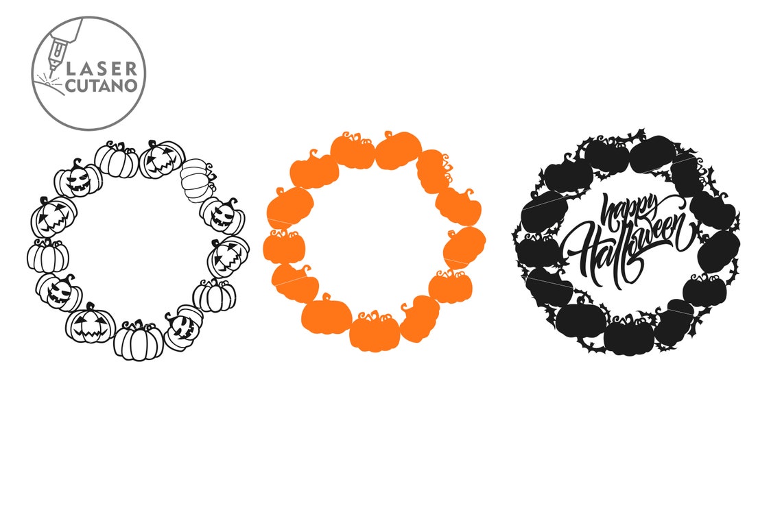 HALLOWEEN Wreath SVG Laser Cut File Designs Laser Cutting and Cnc File ...