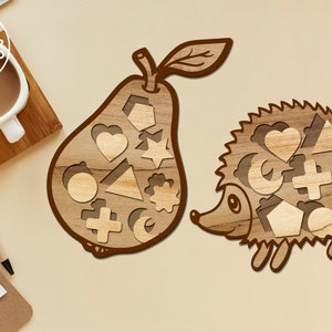 Montessori Kids Puzzle Laser Cut File Shape Sorter and Laser Cut Puzzle ...