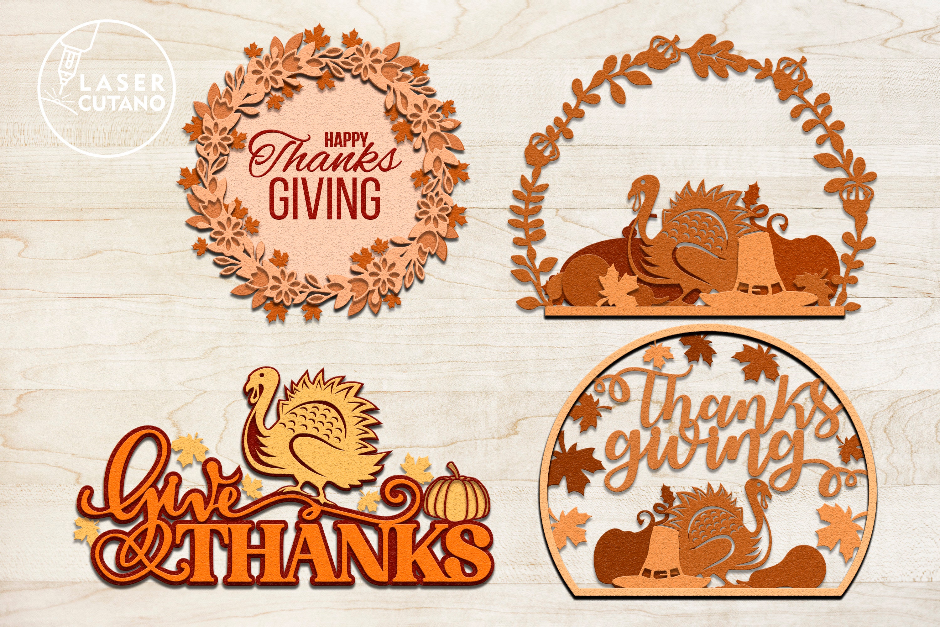 THANKSGIVING Svg Designs Bundle Thanksgiving Laser Cut Files | Etsy