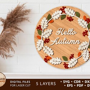 Hello Autumn Svg Laser Cut File Cricut Templates and Fall Svg for ...