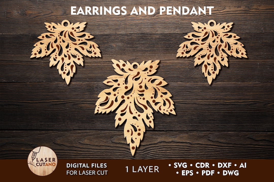 EARRINGS Laser Cut File Engraved Template and Glowforge Files, Digital ...