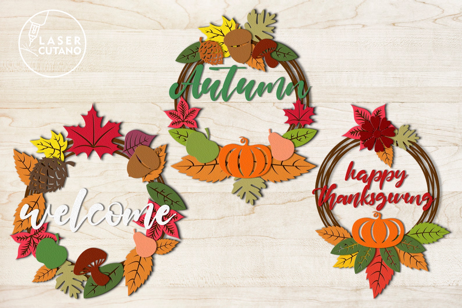 AUTUMN WREATH Svg Bundle Laser Cut File Cnc Laser Cut - Etsy