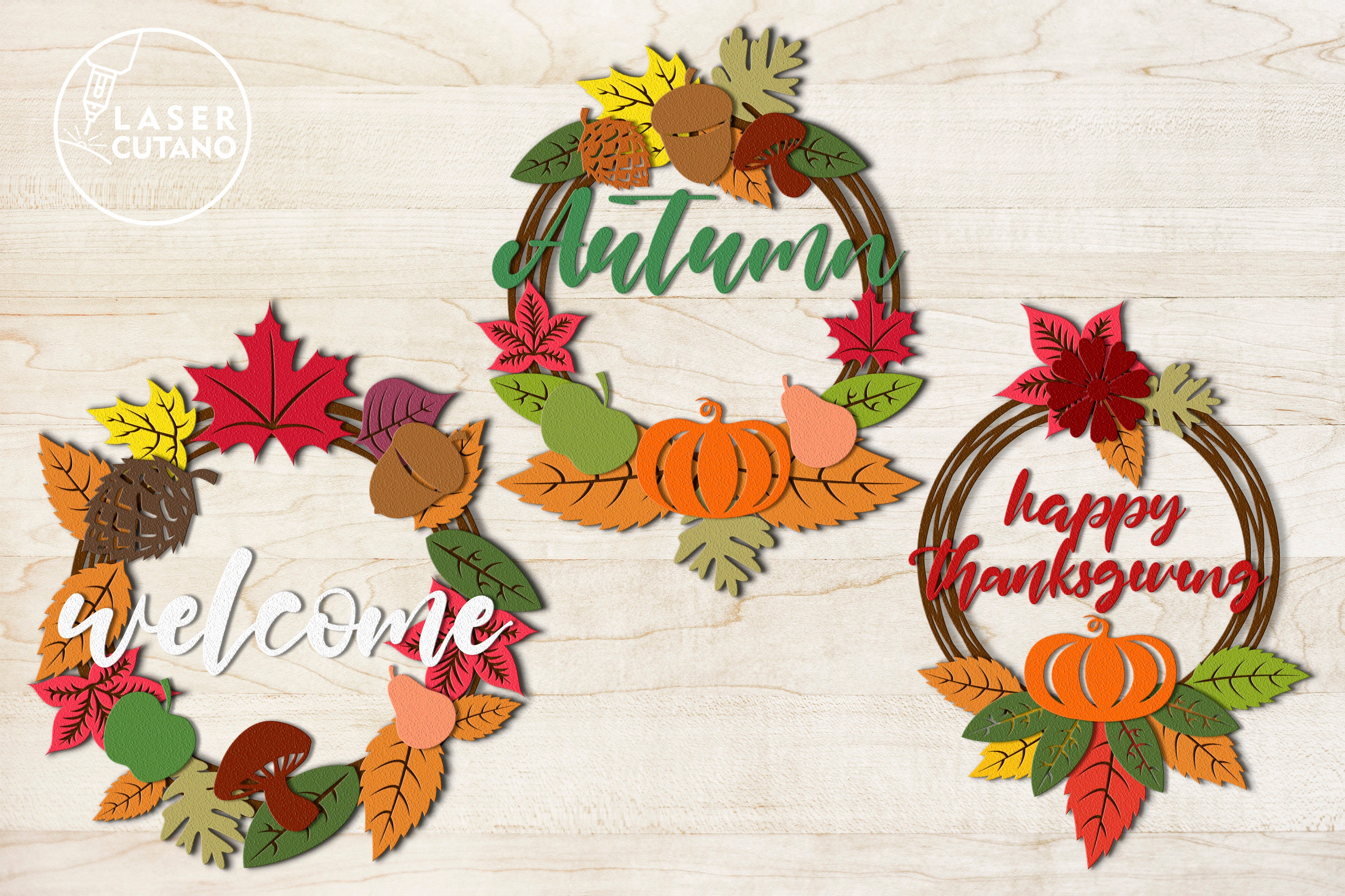 AUTUMN WREATH Svg Bundle Laser Cut File Cnc Laser Cut - Etsy