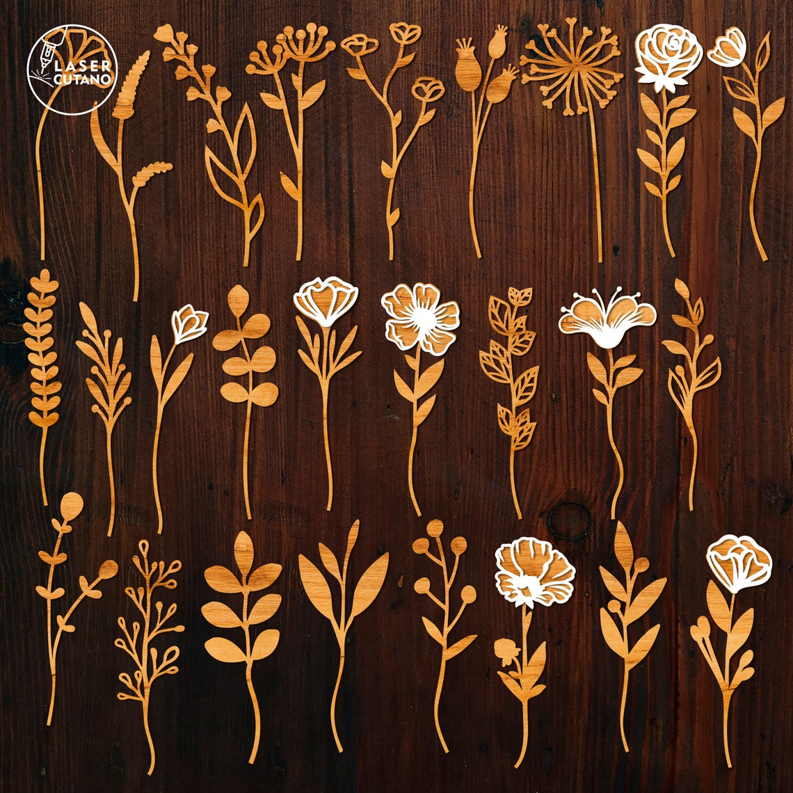 Svg Flowers Laser Cut Files Wildflowers SVG Bundle and Laser Cut ...