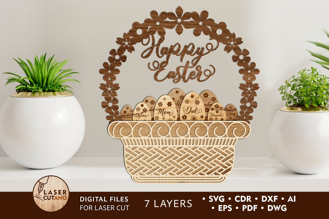 EASTER BASKET Laser Cut File Basket Laser File Svg & Easter Basket Svg ...