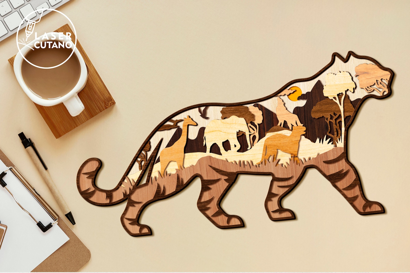 Laser Cut Wood Wall Art TIGER Svg File Cut Template Vector - Etsy