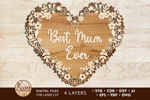 Laser Cut Files Mothers Day Svg Laser File And Layered Svg Etsy