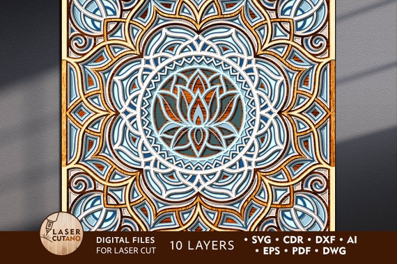 Instant download Vector file for laser cutting and cnc 3D Mandala ...