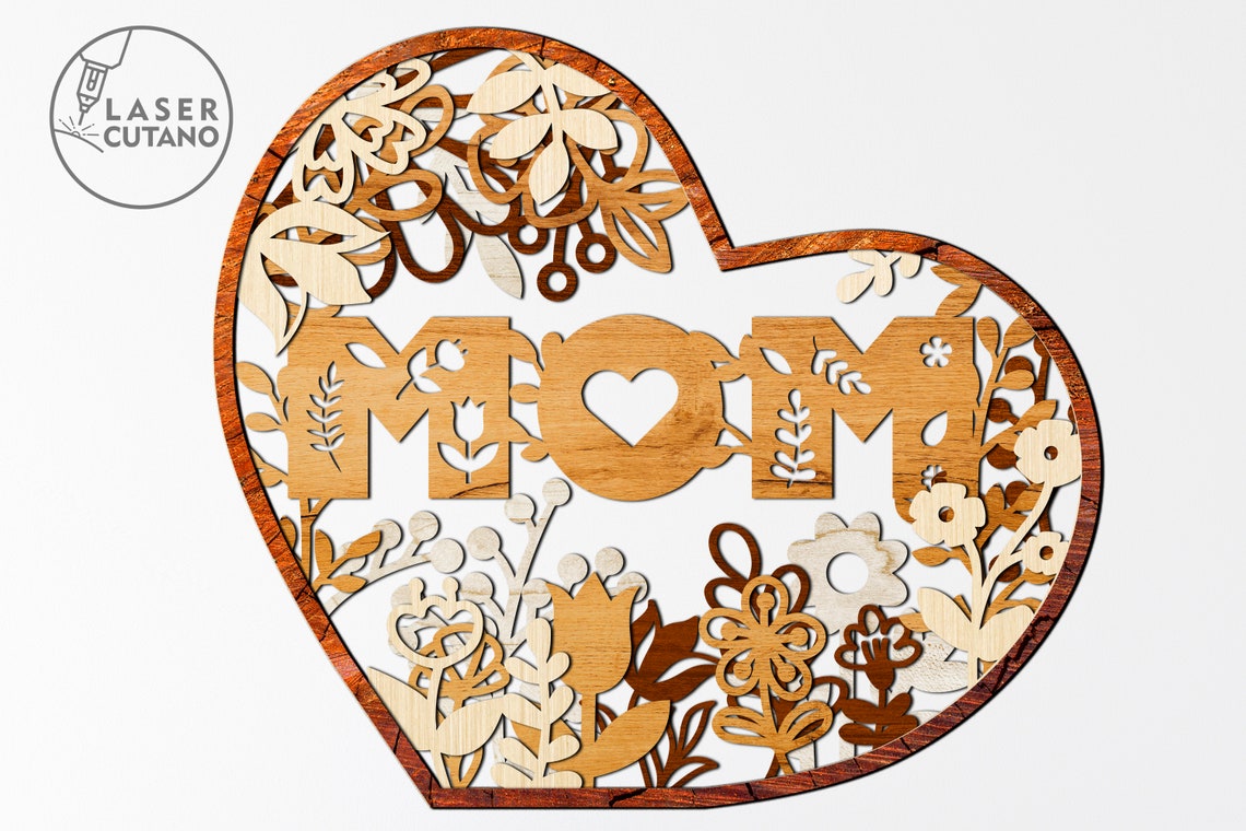 MOM Laser Cut Files Cricut SVG Engraved Mother's Day Cnc - Etsy