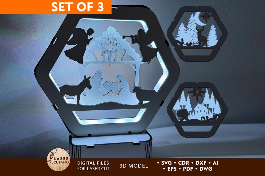 Light Box Laser Cut Files Christmas, Laser Cut Templates, New Year ...